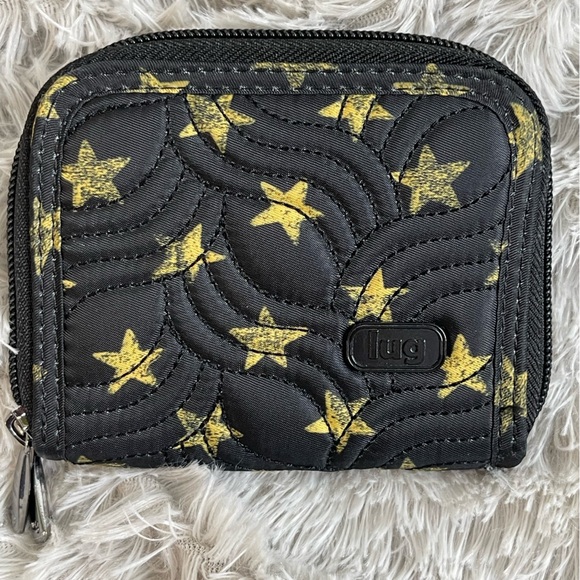 lug | Bags | Lug Splits Wallet Black With Gold Stars Rfid Protected ...